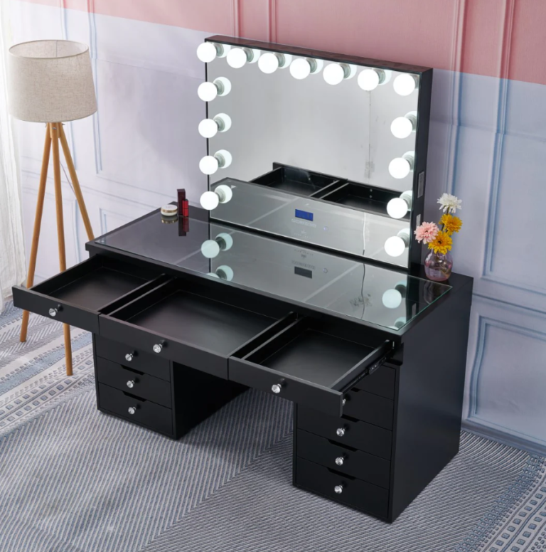 Charlotte Hollywood Vanity with Makeup Mirror | Gestures