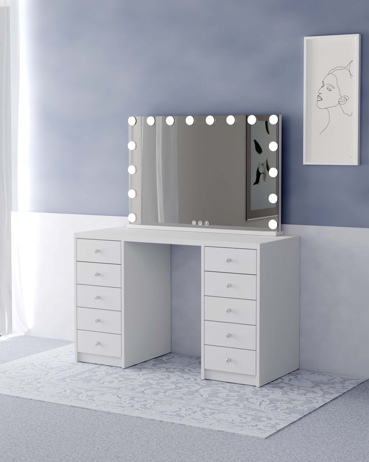 Hollywood Makeup Vanity And Dressing Table in New Zealand