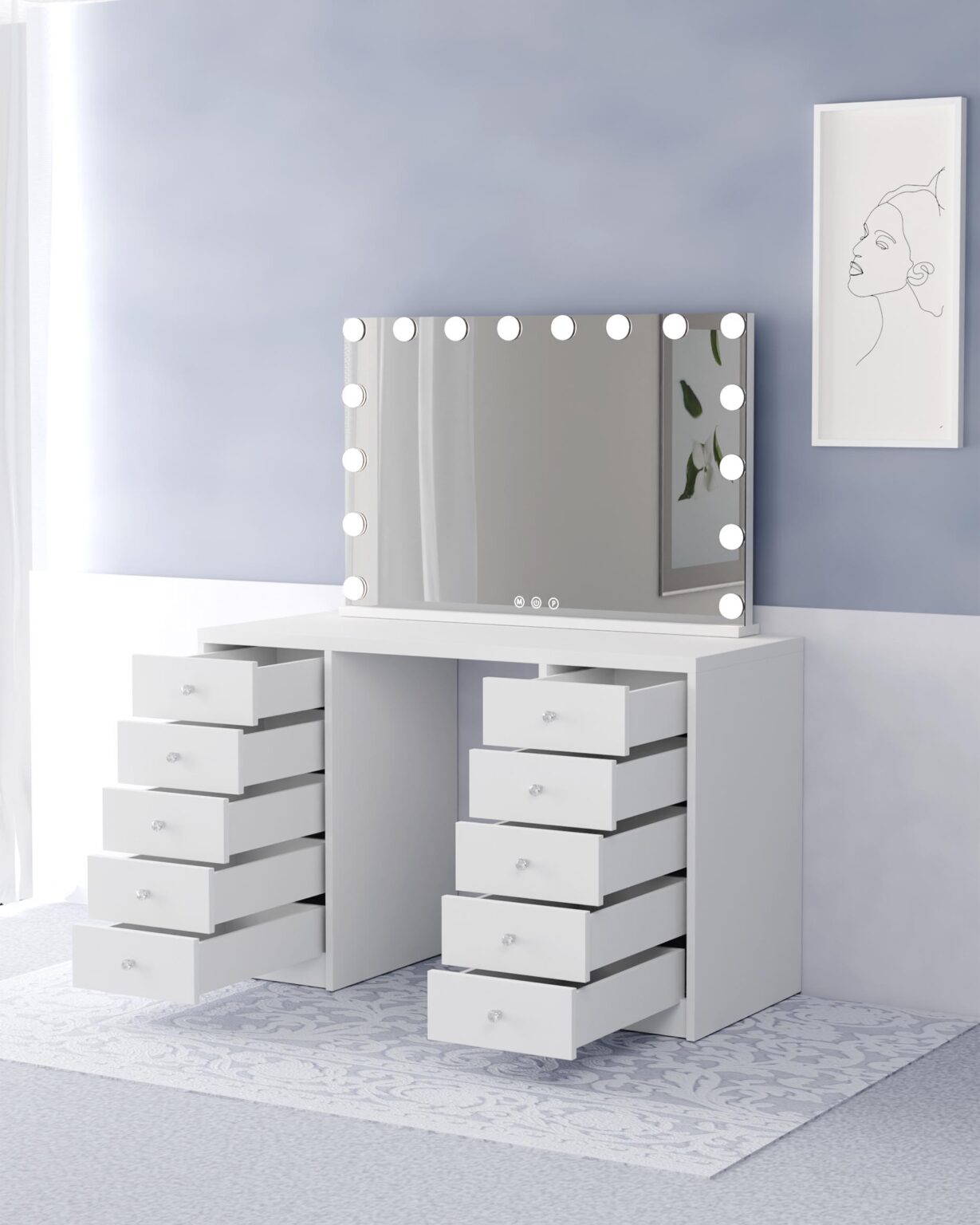 Hollywood Makeup Vanity And Dressing Table in New Zealand